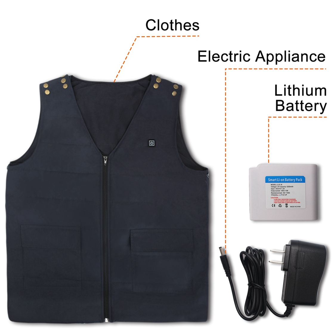 Men Women Electric Battery Powered Heated Vest Rechargeable Puffer Down ...